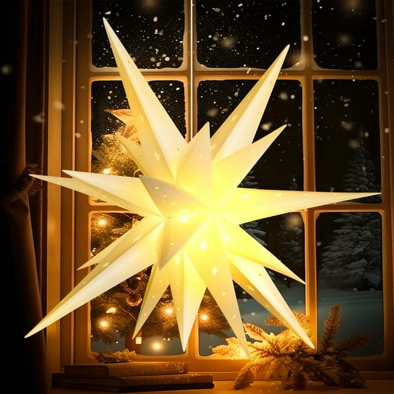 21 Inches White Large Moravian Stars Lights Warm White Hanging Outdoor ...