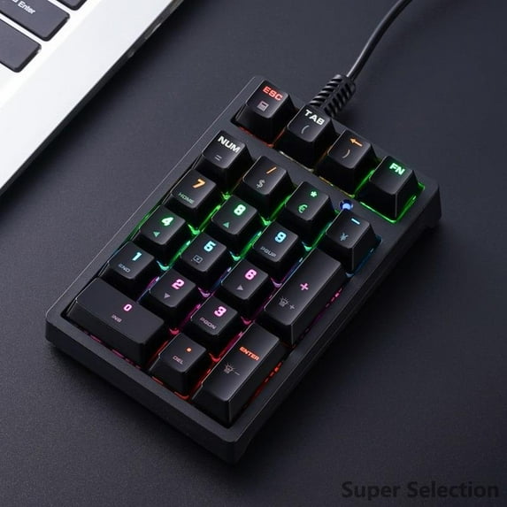21-Key Wired Mechanical Numeric Keypad, RGB Backlit Number Pad With PBT ...