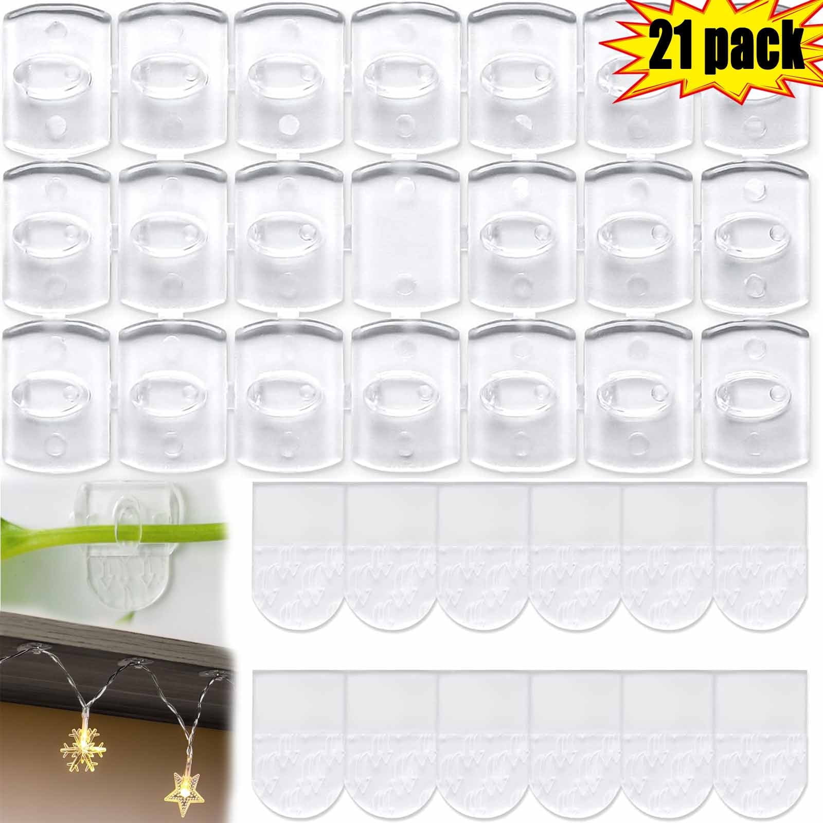 21 Mini Clips, Indoor Mini Clear Light Clips with Adhesive Strips ...
