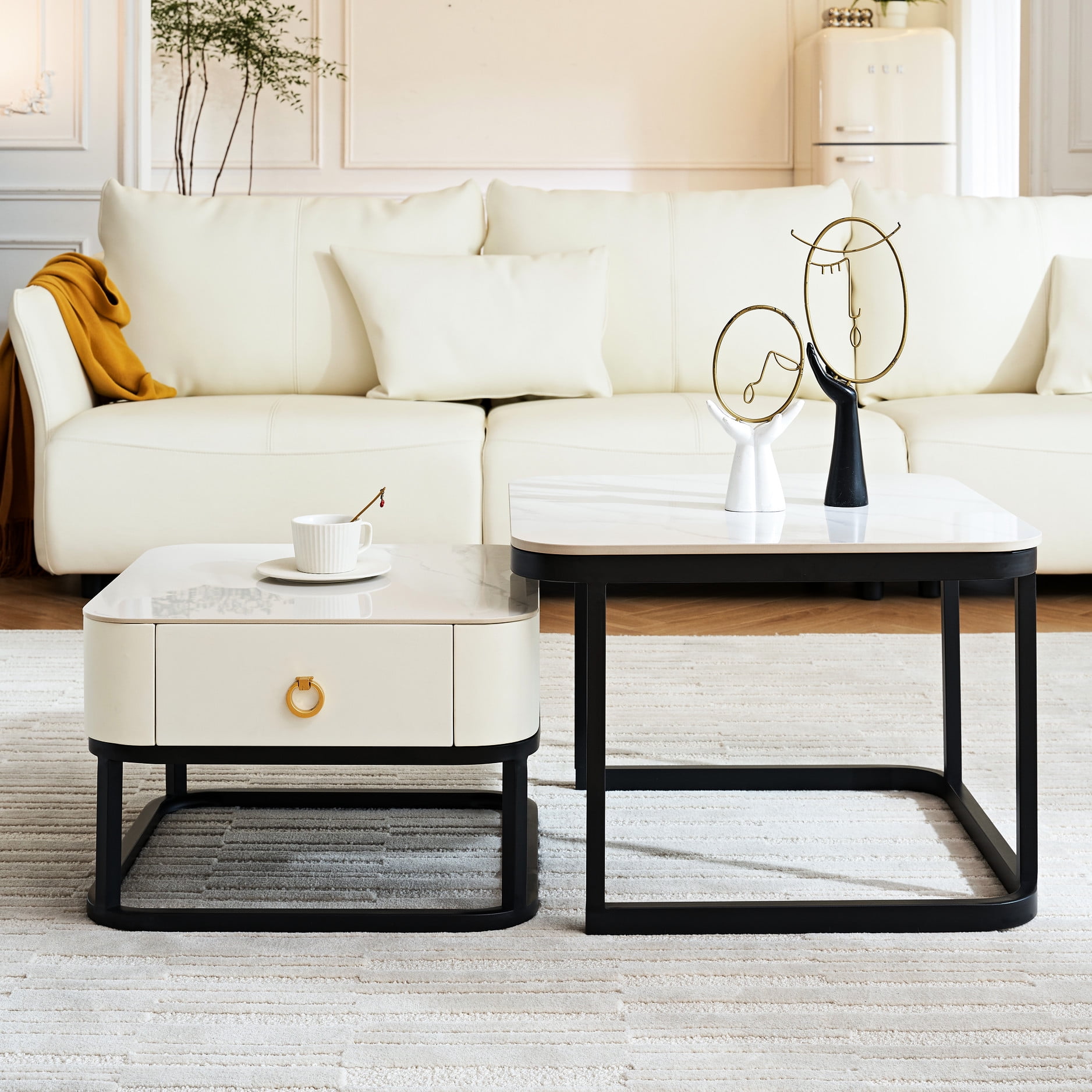21 Modern Marble Living Room Tables - Coffee & Side Table . Metal Frame ...