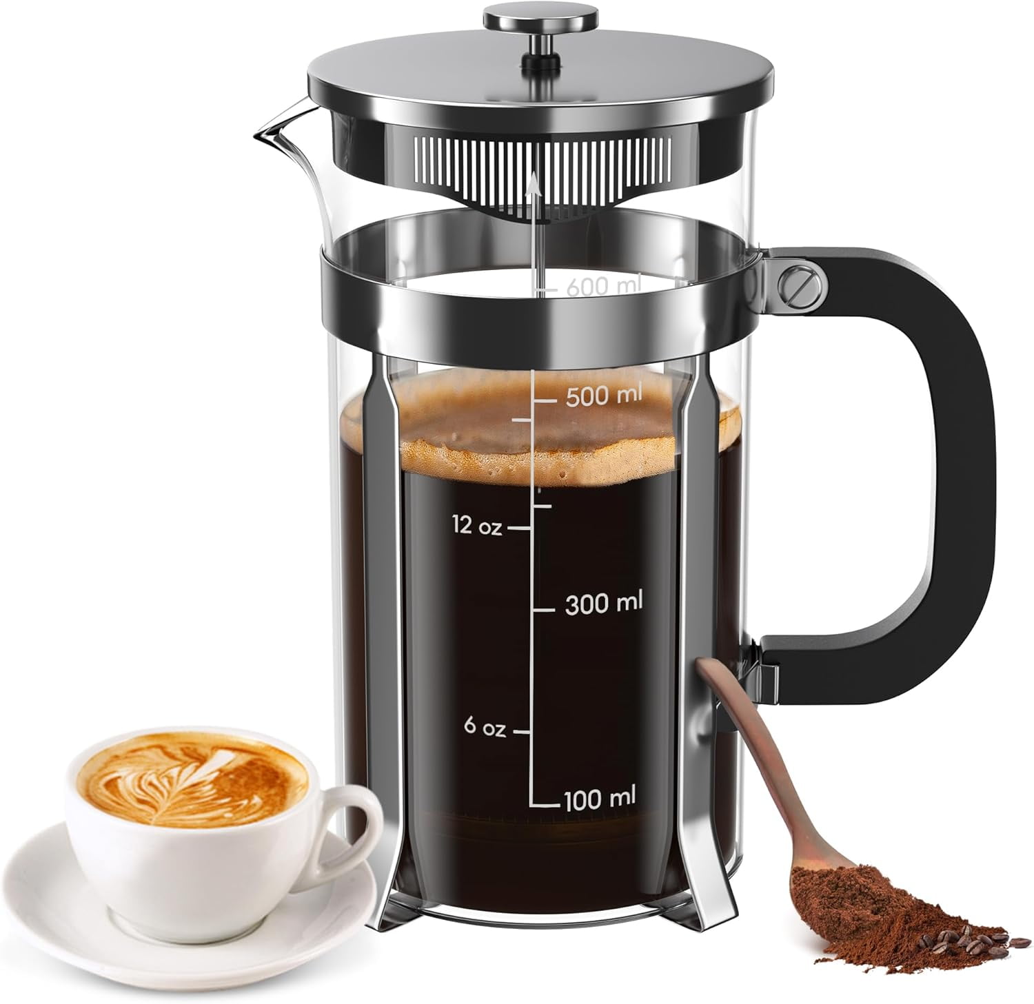 21 Ounce / 600ML French Press Coffee Maker - Stainless Steel ...
