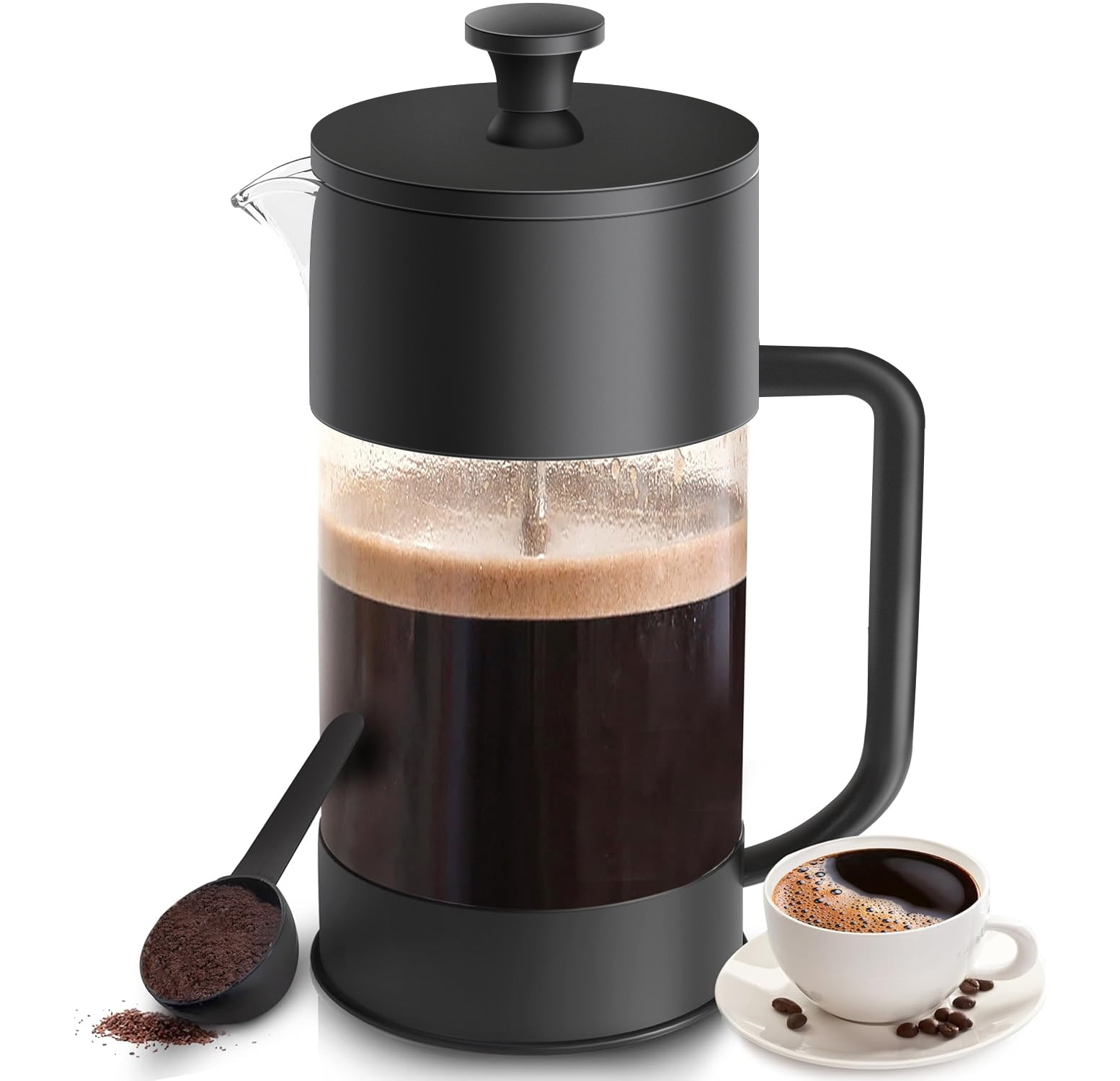 21oz French Press Coffee Maker, 4-Cup Espresso, Grey, Heat Resistant, 3 ...