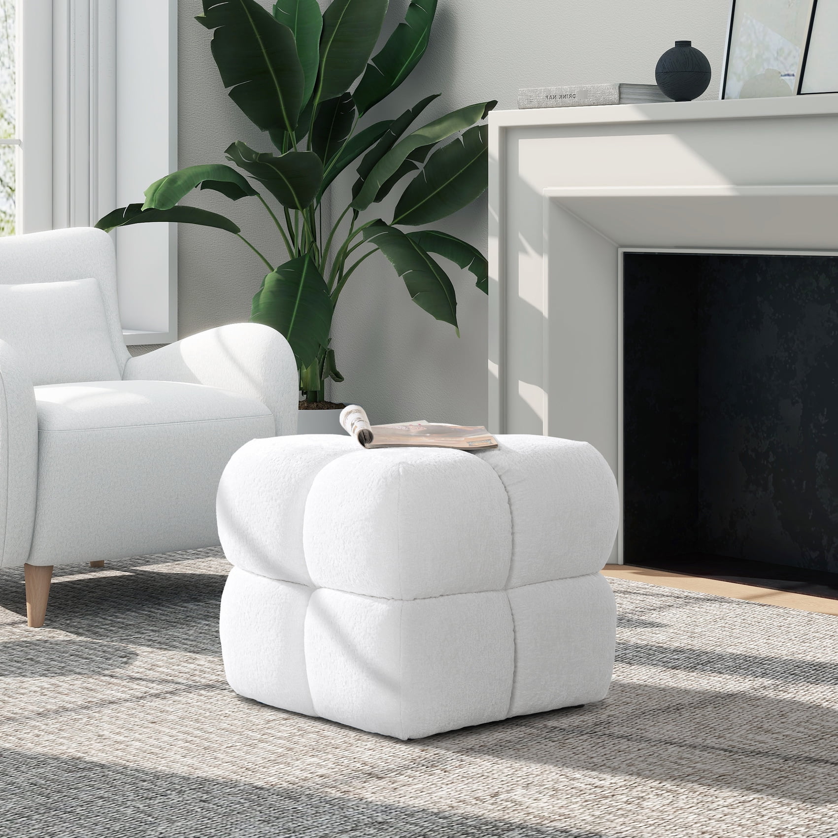 21" Oversized Square Pouf Ottoman | Ample Seating or Footrest in Living ...