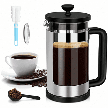 Navaris Retro French Press Coffee Maker (12 oz) - Stainless Steel ...