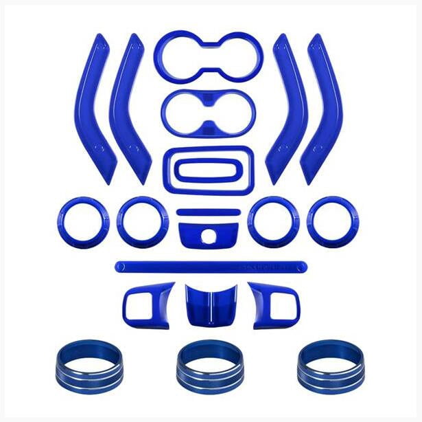 21 PCS Car Interior Decoration Trim Kit Steering Wheel & Center Console ...