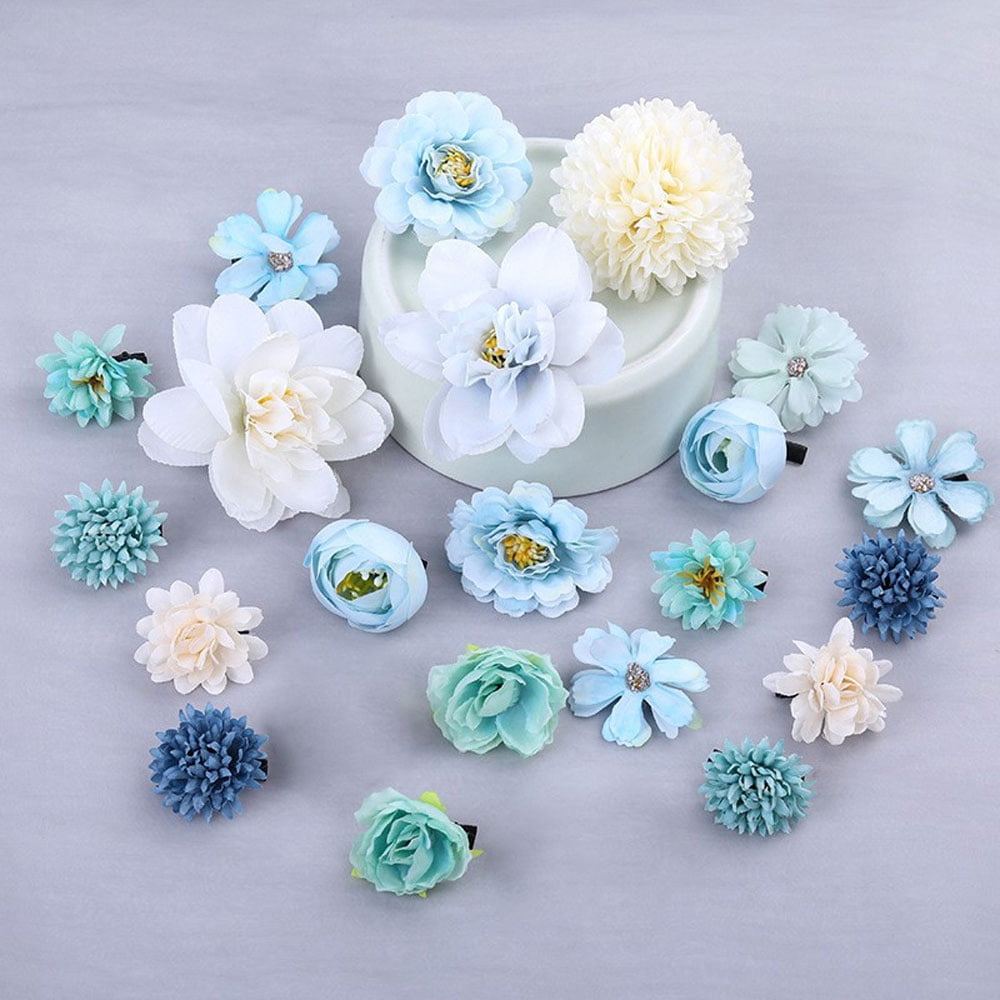 21 Pack Artificial Flower Hair Clips Wedding Bridal Prom Party Hair ...