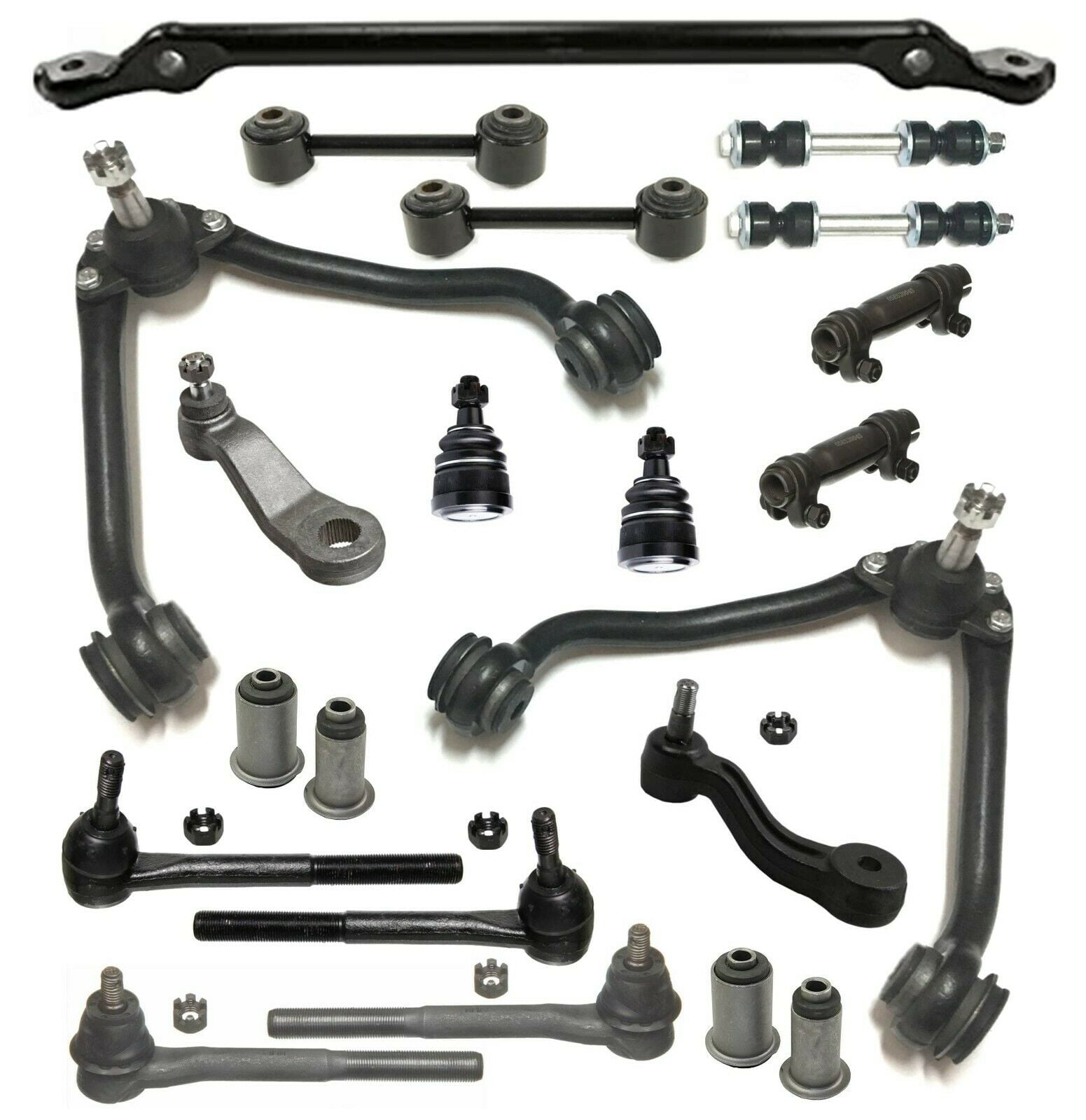 21 Pc Complete Suspension Kit Upper Control Arm Tie Rod Ends & Sway ...
