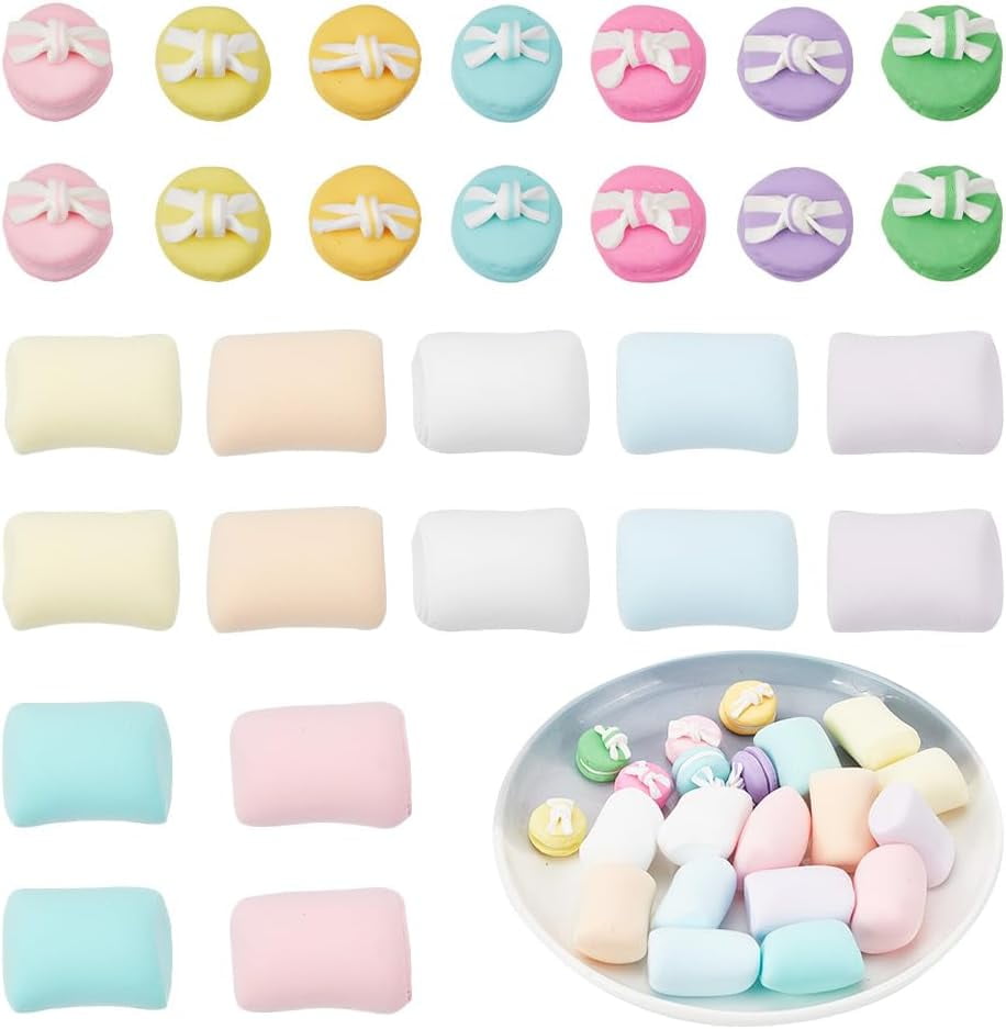 21 Pcs 2 Styles Fake Dessert Mixed Color Polymer Clay Fake Marshmallow ...