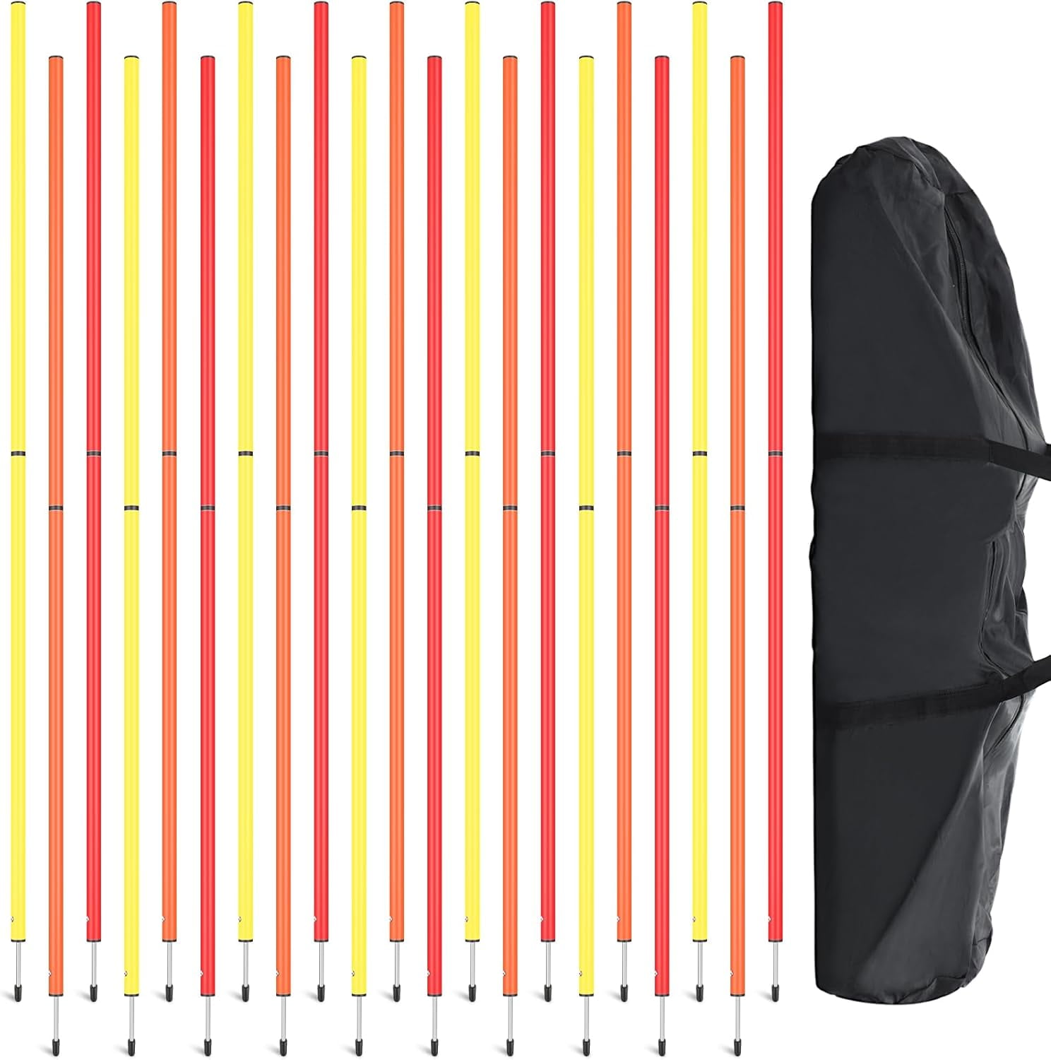 21 Pcs 5ft Slalom Training Agility Poles Detachable Soccer Training ...