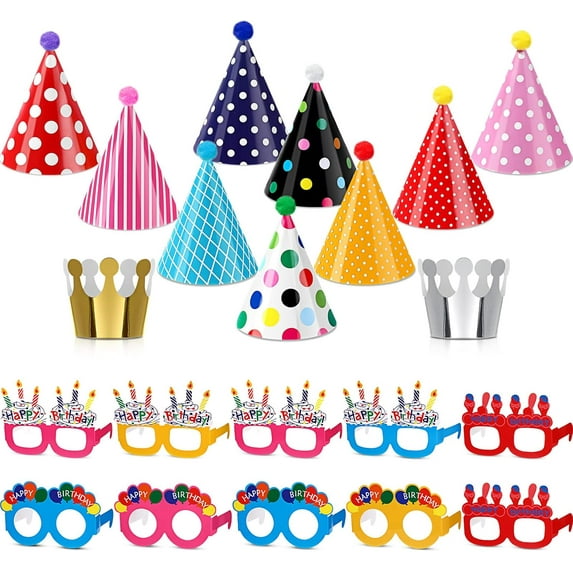 21 Pcs Birthday Party Hats Set for Kids Happy Birthday Glasses Paper ...