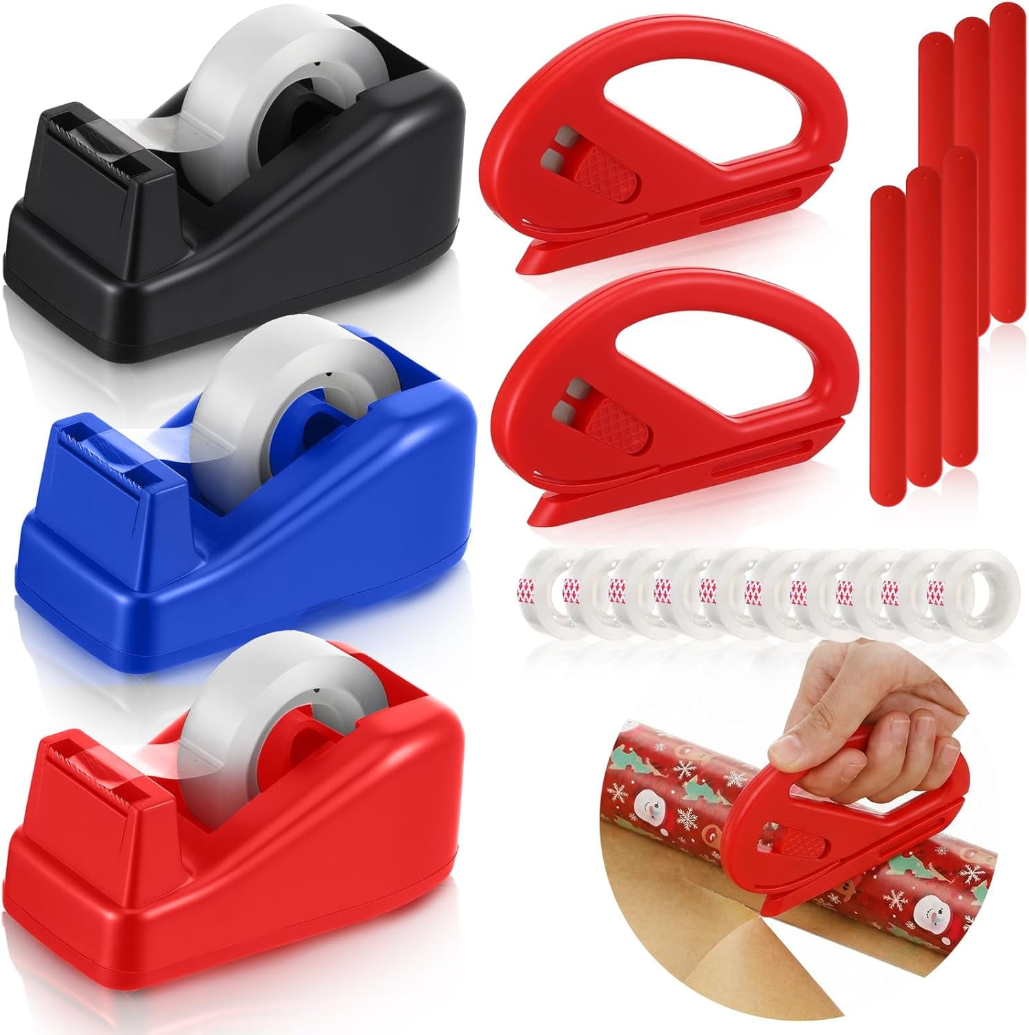 21 Pcs Christmas Gift Wrapping Tool Set 3 Tape Dispensers 2 Paper ...