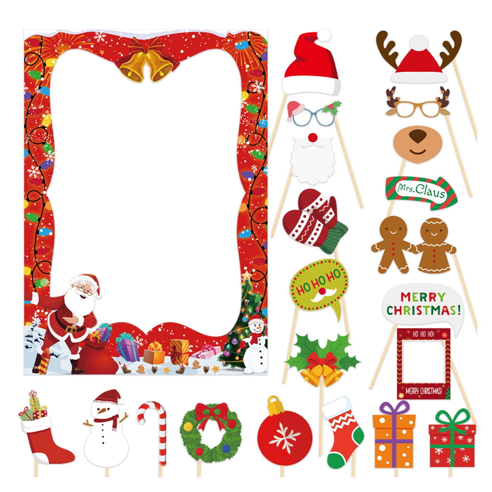 21 Pcs Christmas Photo Booth Props DIY Handheld Photography Props Kit ...