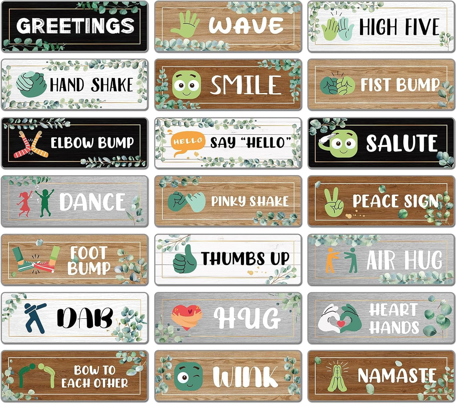 21 Pcs Classroom Rules Greeting Choice Posters Greenery Plant Social ...