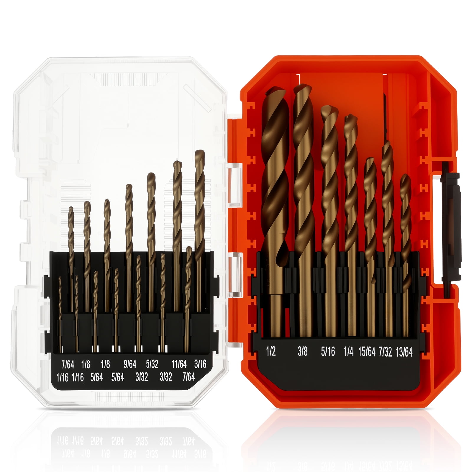 21 Pcs Cobalt Drill Bit Set High Speed Steel Drill Bit Kit with Triple ...
