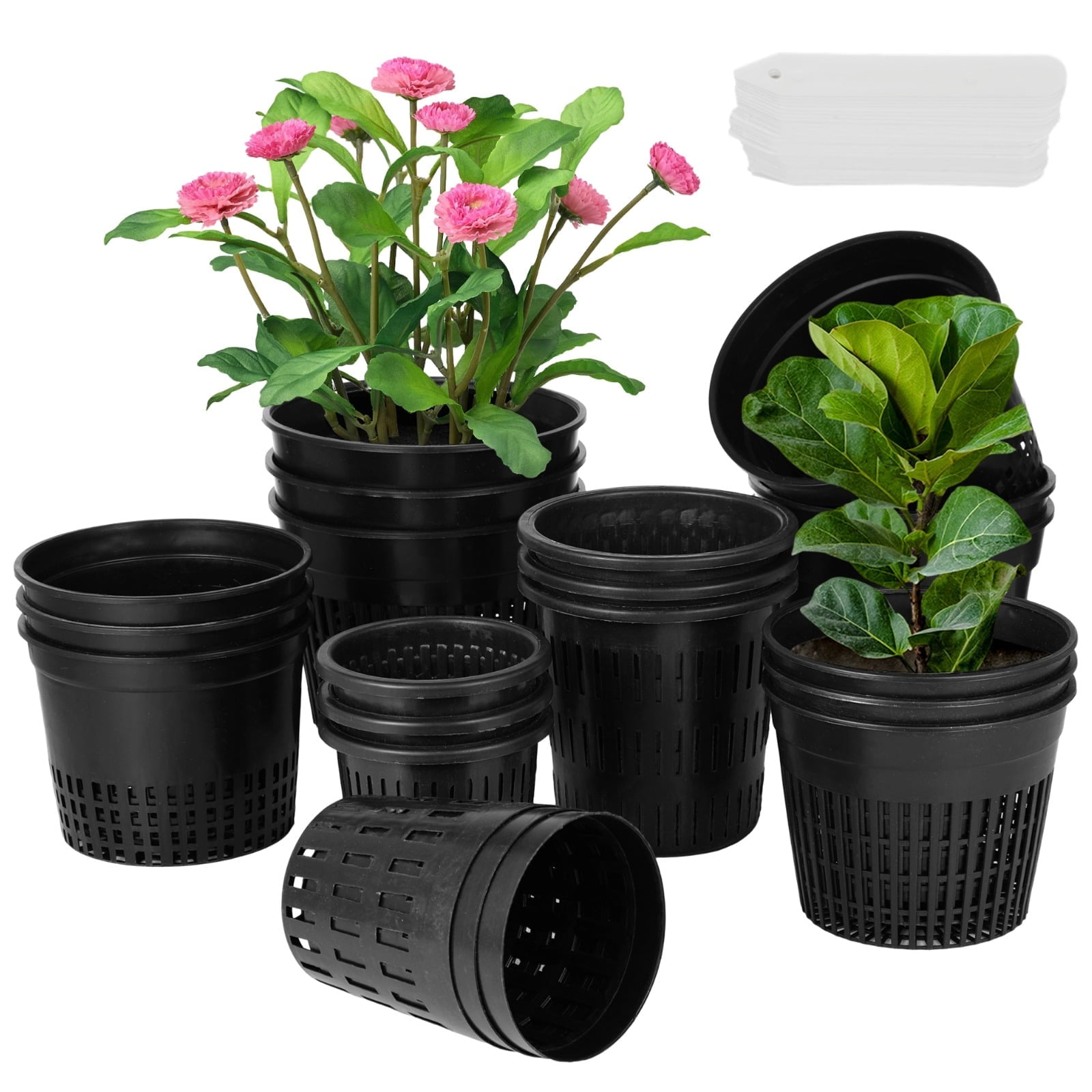 21 Pcs Hydroponic Baskets, 5 Sizes Aquatic Plant Mesh Net Pots with 30 ...