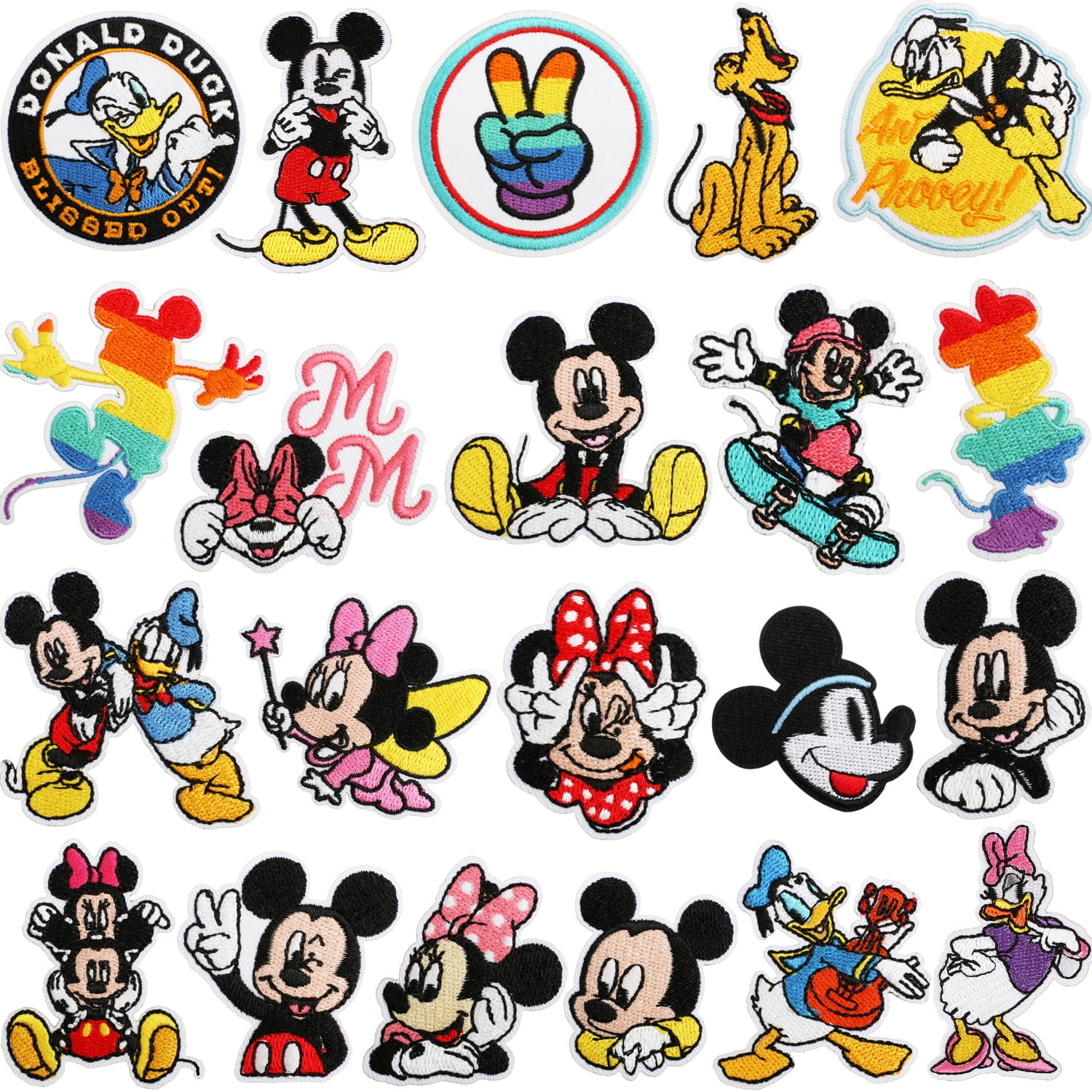 21 Pcs Mickey Iron on Patches Donald Duck Embroidered Patches Iron on ...