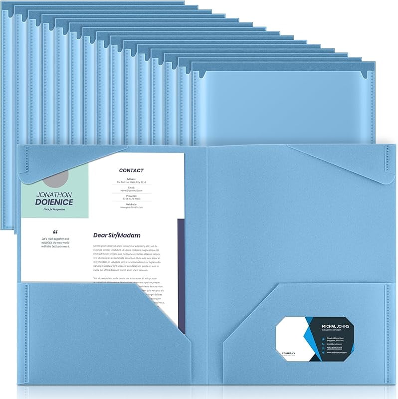 21 Pcs Plastic Folders with Clear Front Pockets Heavy Duty File Folders ...
