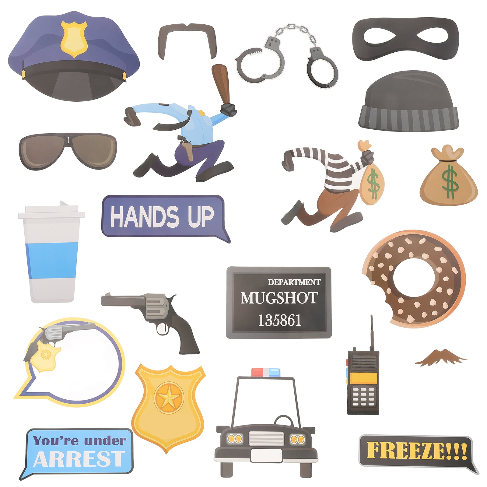 21 Pcs Police Mug Shot Background Catching Thief Party Props - Walmart.com