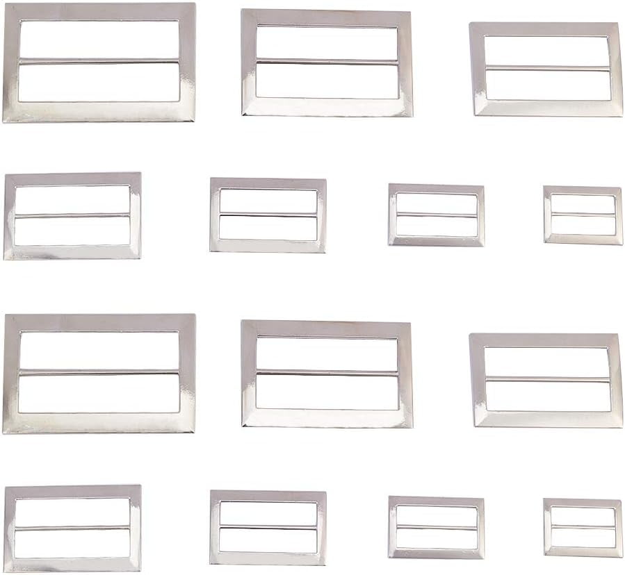 21 Pcs Rectangle Alloy Tri-Glide Slides Buckles 7 Assorted Sizes Metal ...