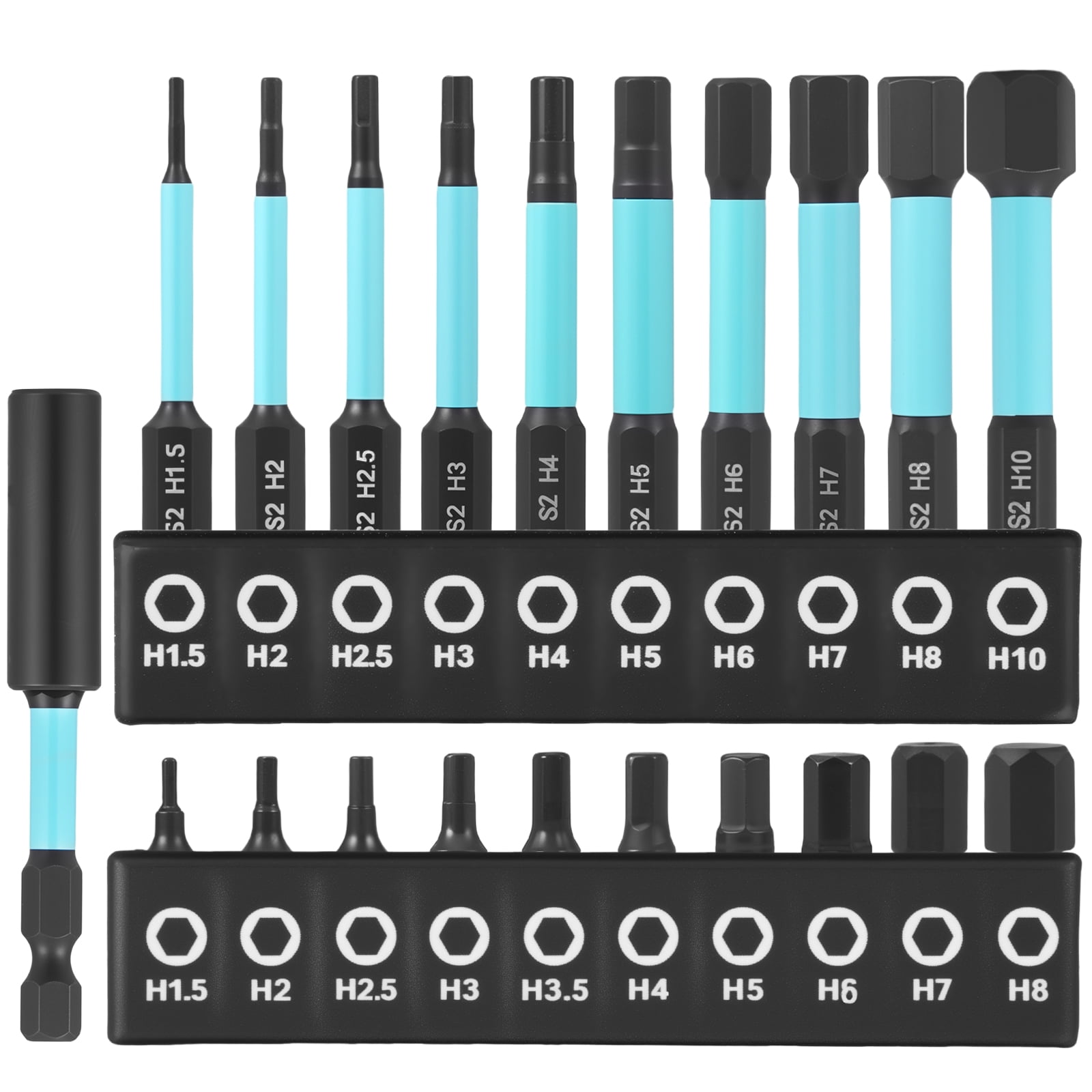 21 Pcs S2 Alloy Steel Hex Bit Set External Hex Drive System with ...