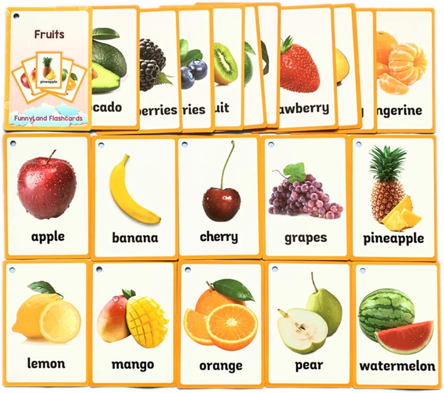21 Pcs/Set Fruit Flash Cards | Learning Toys Flashcards for Children ...