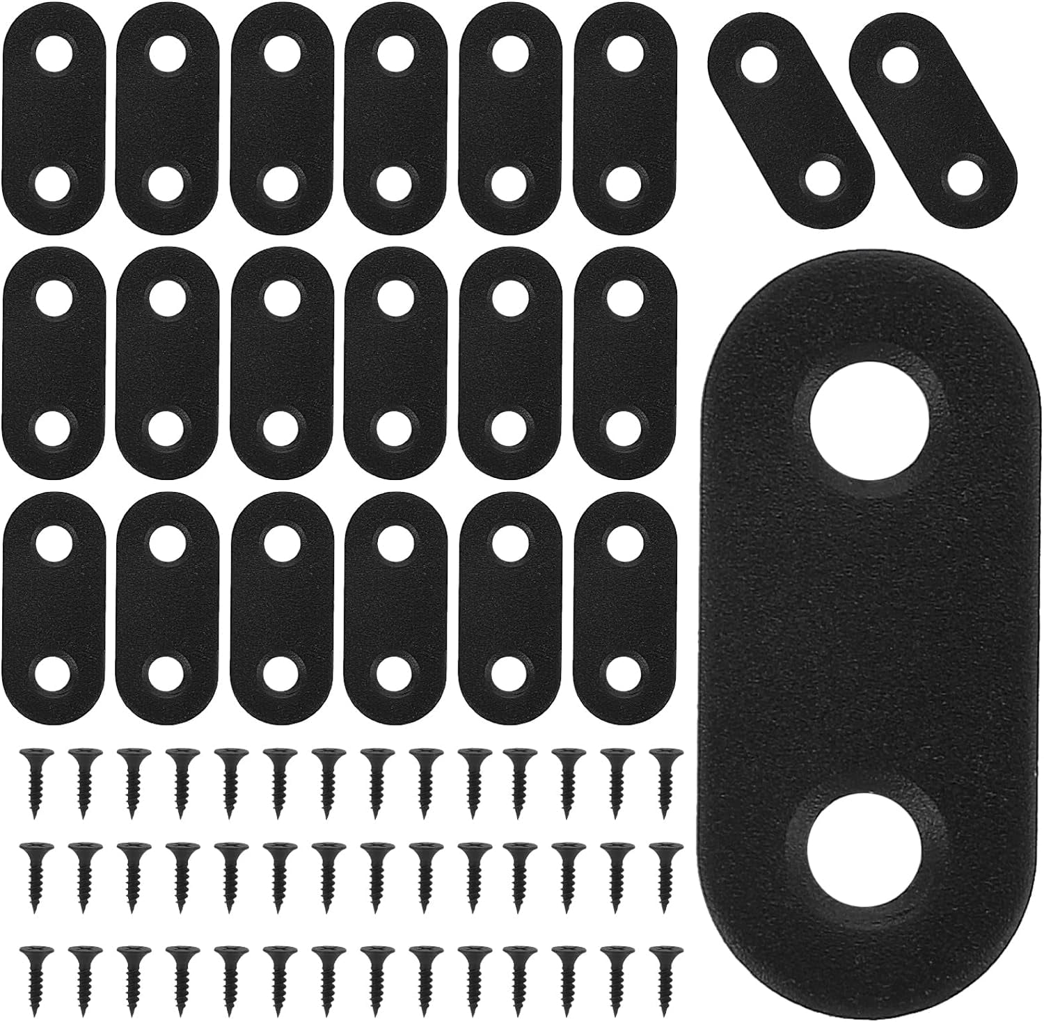 21 Pcs Stainless Steel Sturdy Braces Black Straight Brace Brackets Flat ...