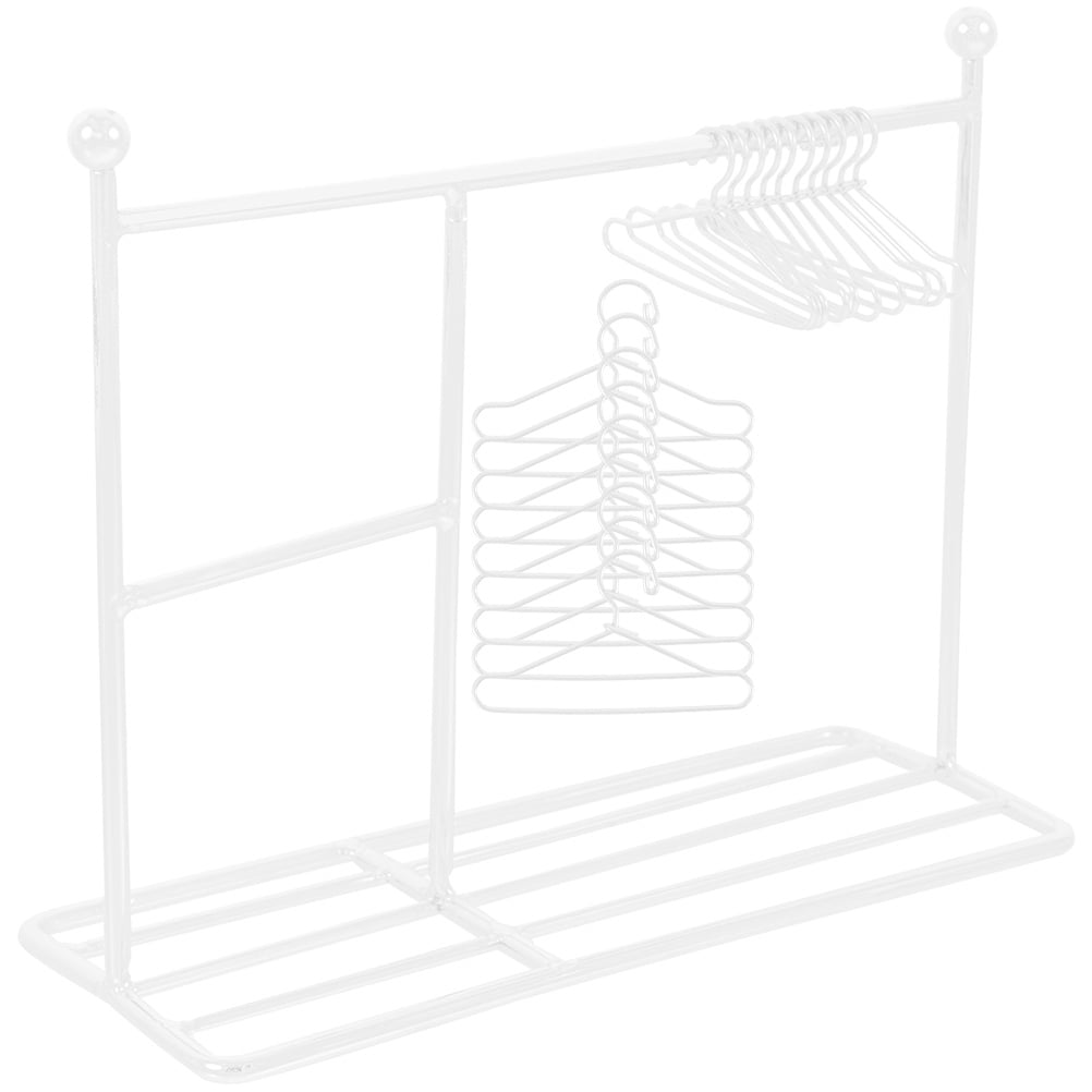 21 Pcs Storage Display Stand Miniature Clothing Hangers Toy White ...