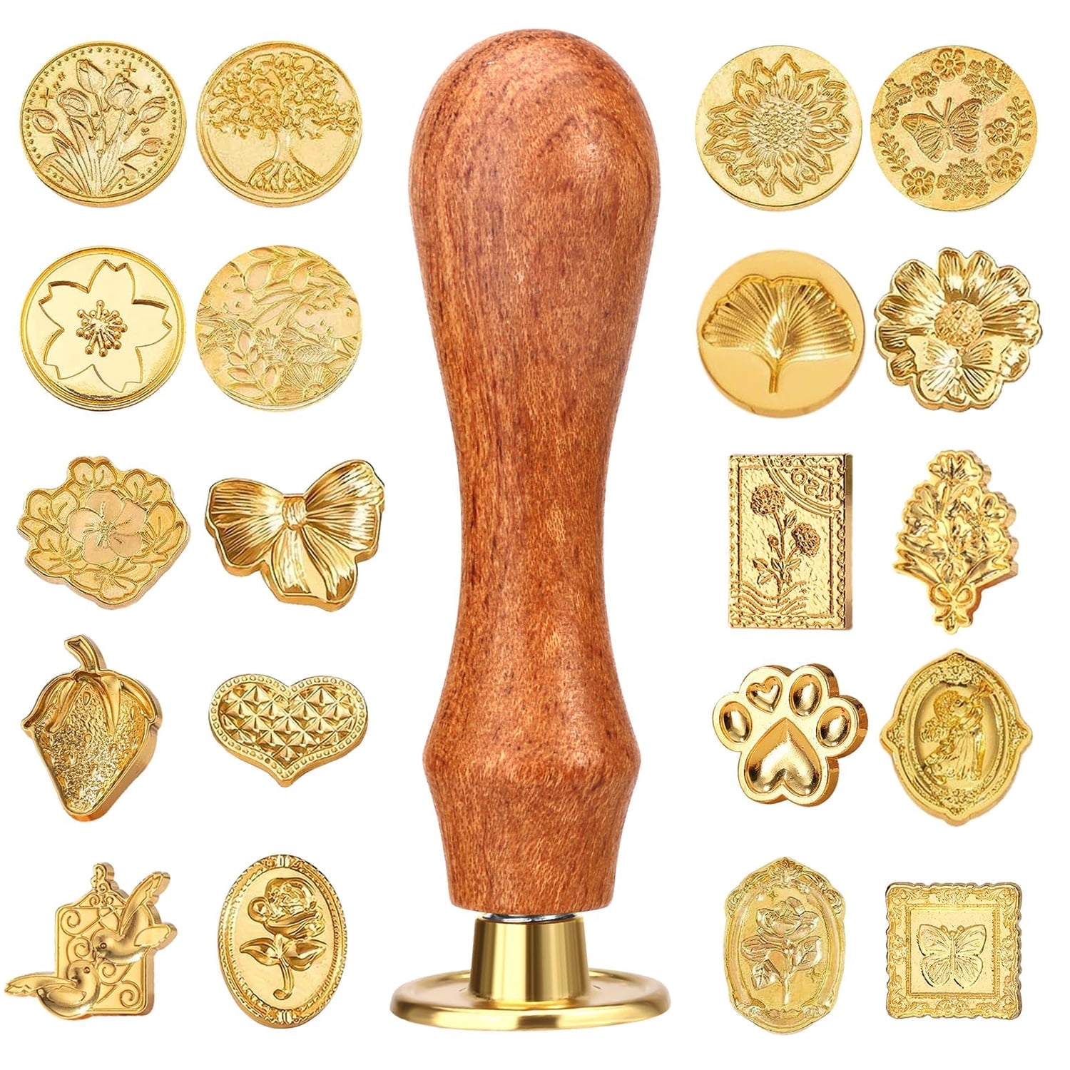 21 Pcs Wax Seal Stamp Kit, Vintage Gold Sealing Wax Stamp Head with ...