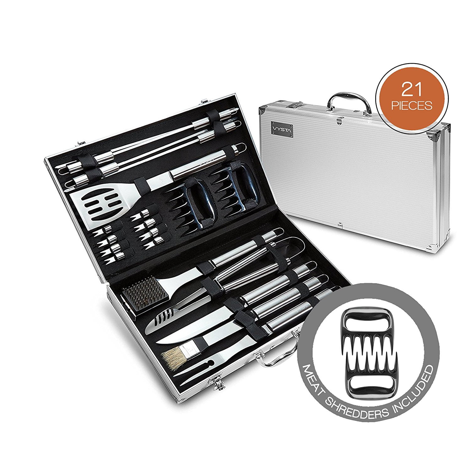 21 Piece BBQ Tools Set - Barbecue Accessories With Carrying Case - Pro ...