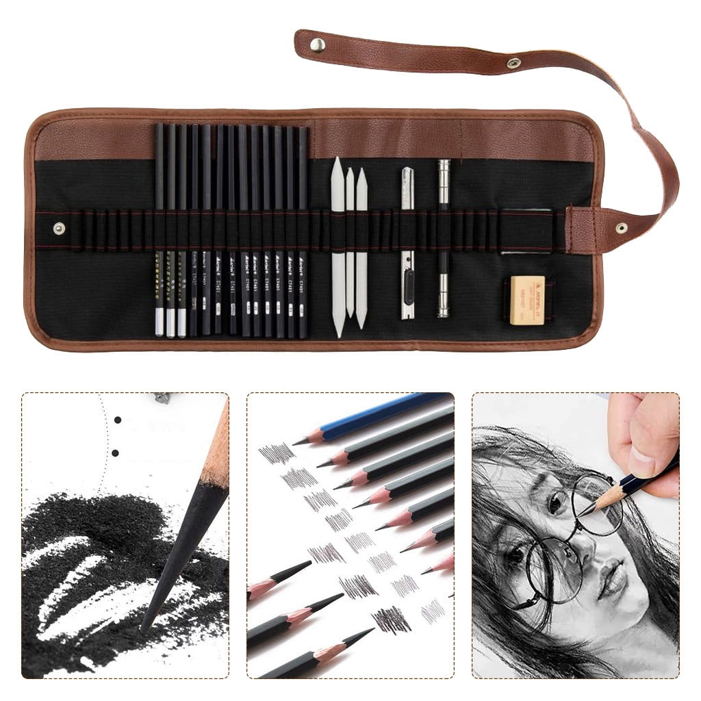 21 Piece Drawing Pencil Set, Artist Sketching Kit with Graphite Pencils ...