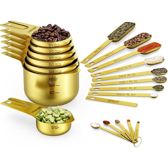 21-Piece Measuring Cup and Spoon Set - Includes 7 stainless steel ...