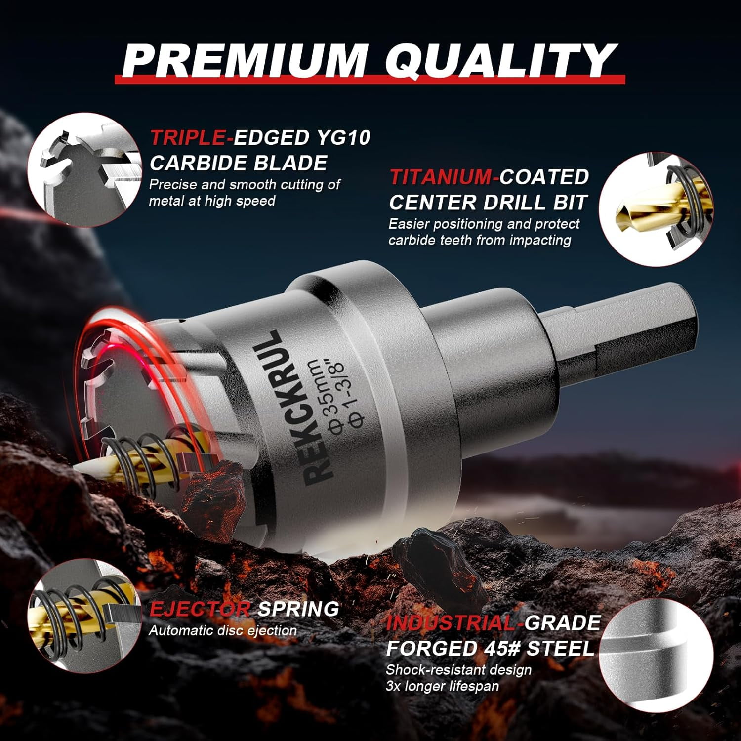 21-Piece TCT Carbide Hole Saw Kit for Metal (1/2" to 2-1/8") - Heavy ...