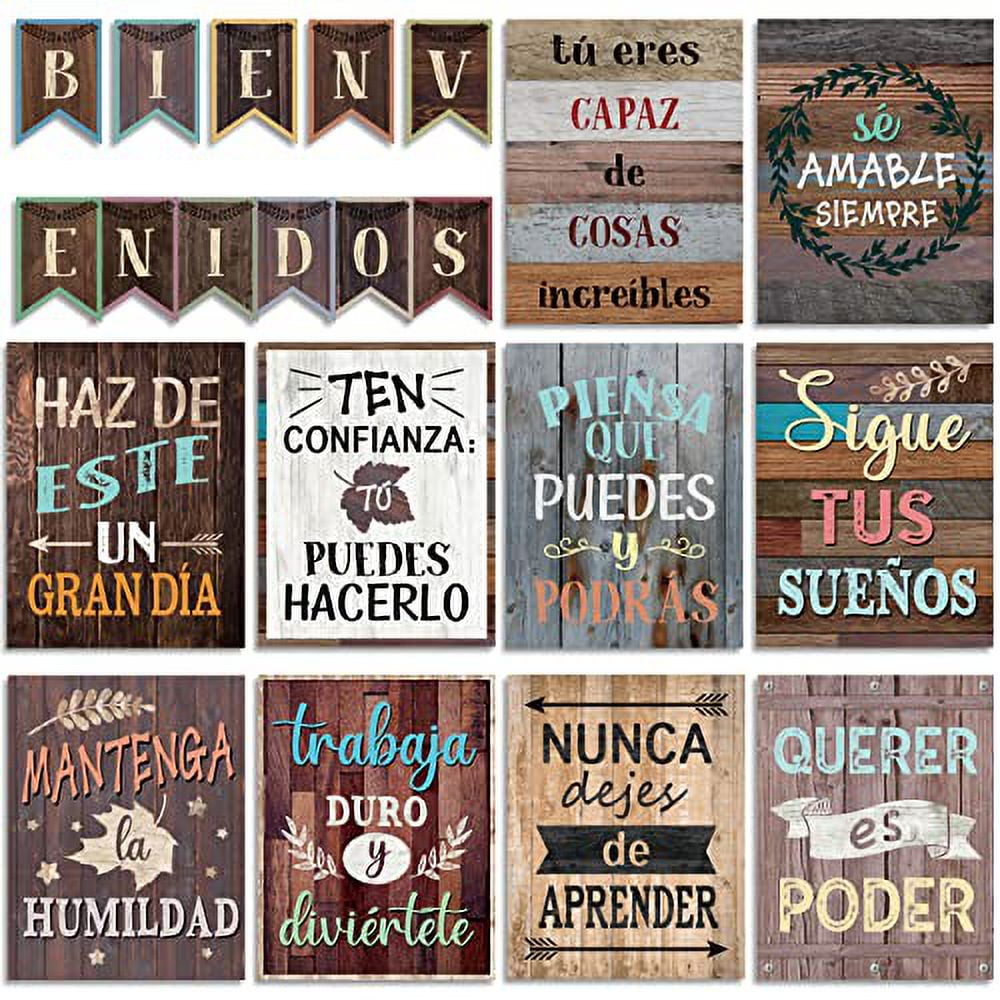 21 Pieces Bienvenidos Inspirational Spanish Posters Retro Industrial ...