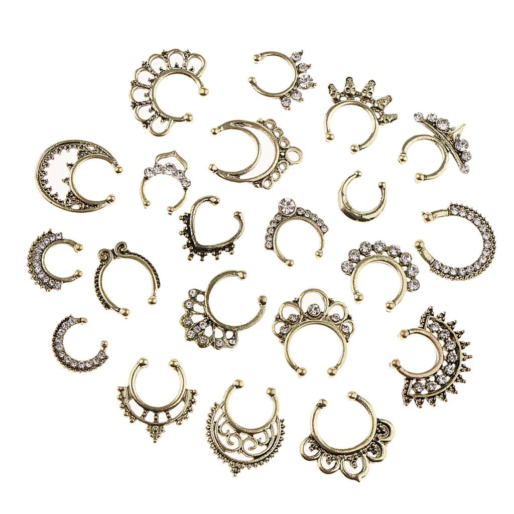 21 Pieces Crystal Septum Nose Antique Bronze - Walmart.com
