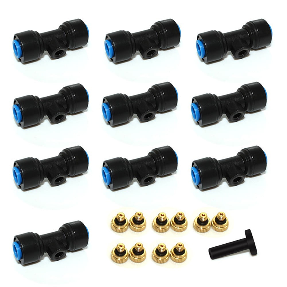 21 Pieces T-Piece Water Pipe Connector with Brass Mist Nozzles ...