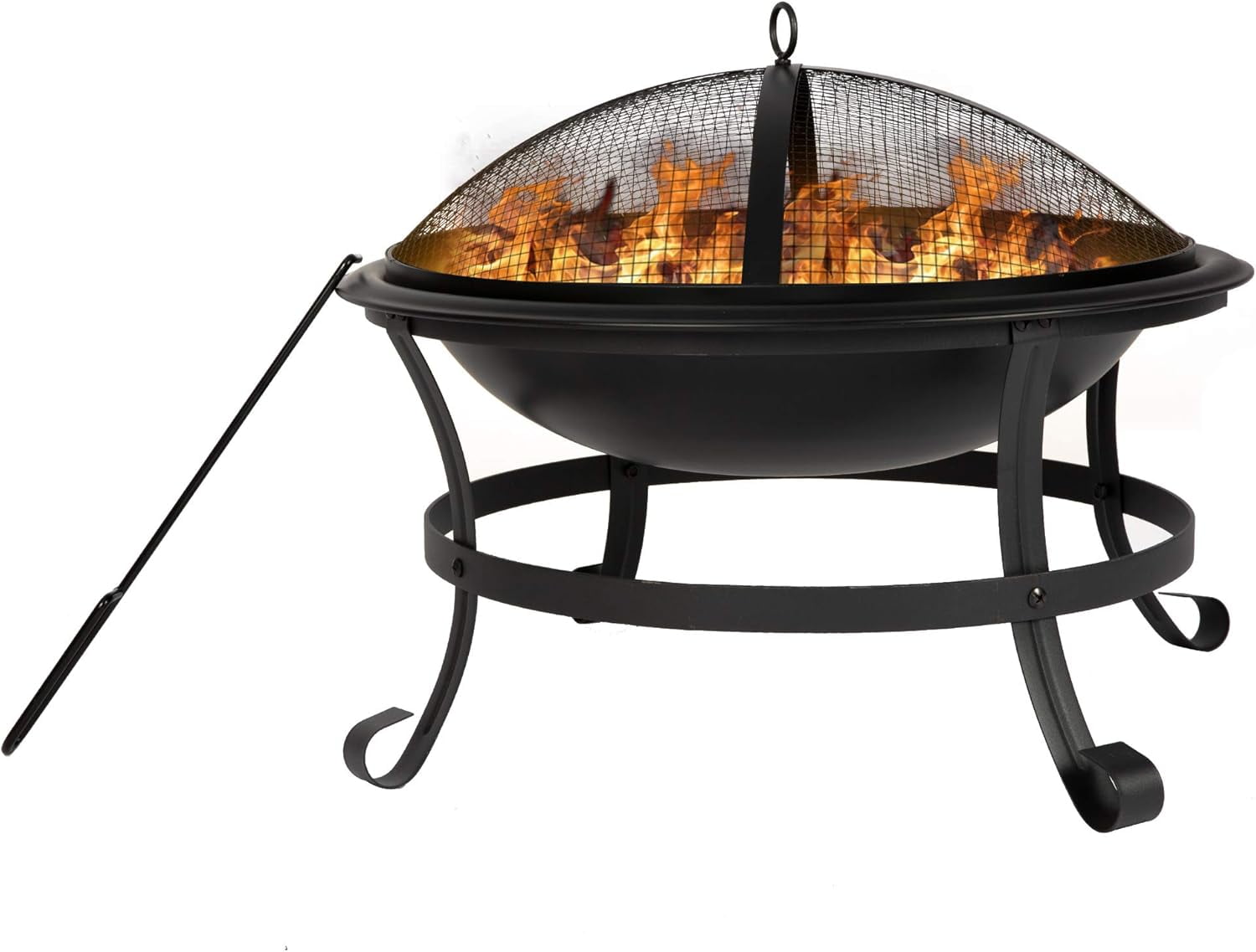 21'' Portable Fire Pit Outdoor Wood Burning BBQ Grill Firepit Bowl with ...