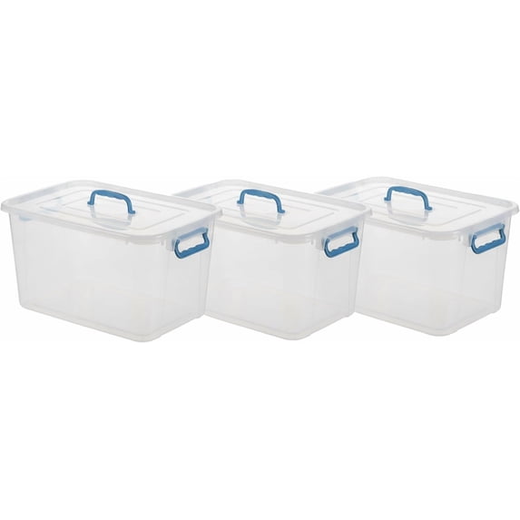 21 QT Large Clear Plastic Storage Bins with Lids and Handles - 6 Pack ...