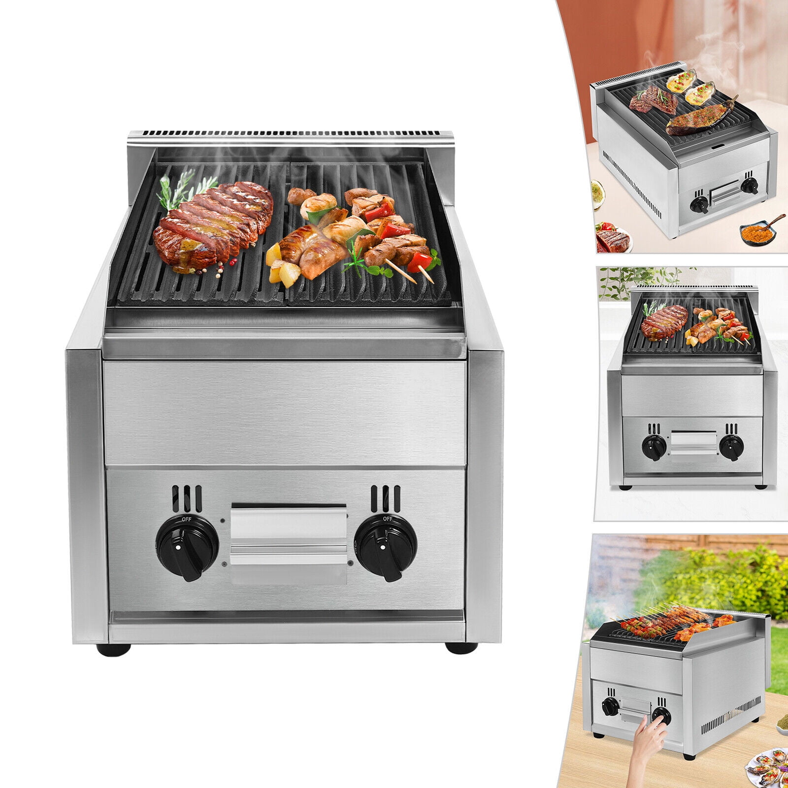 21" Radiant Char Broiler Grill Commercial Restaurant Grill with 2 ...