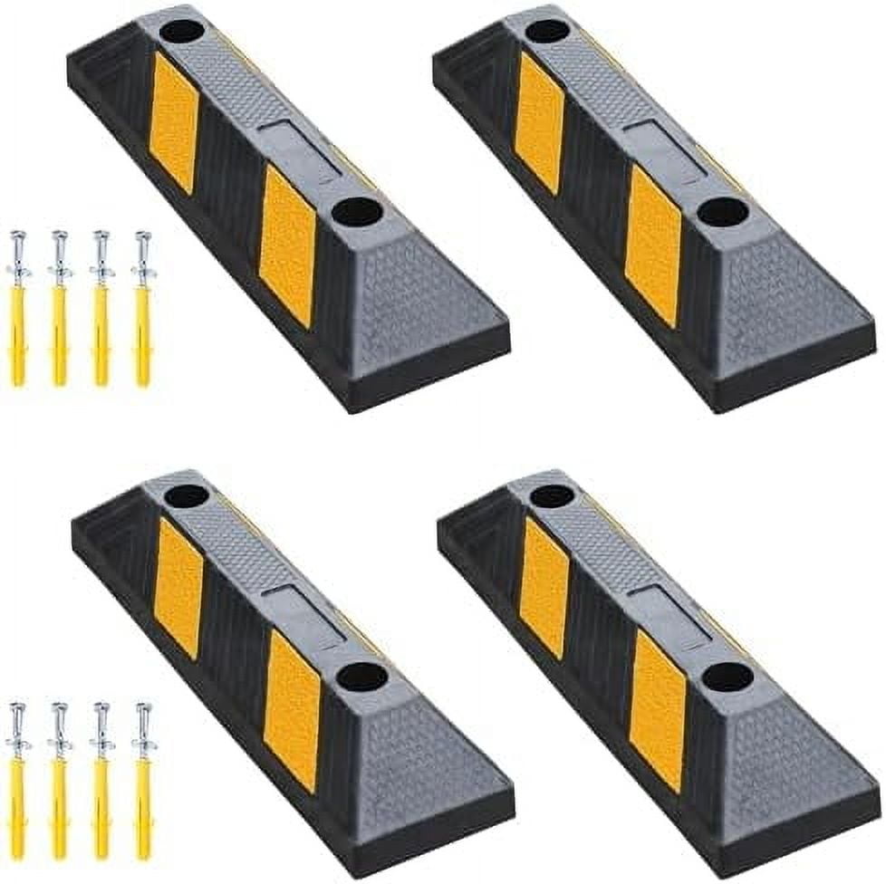 21" Rubber Parking Curbs, Heavy Duty Garage Floor Wheel Stopper w ...