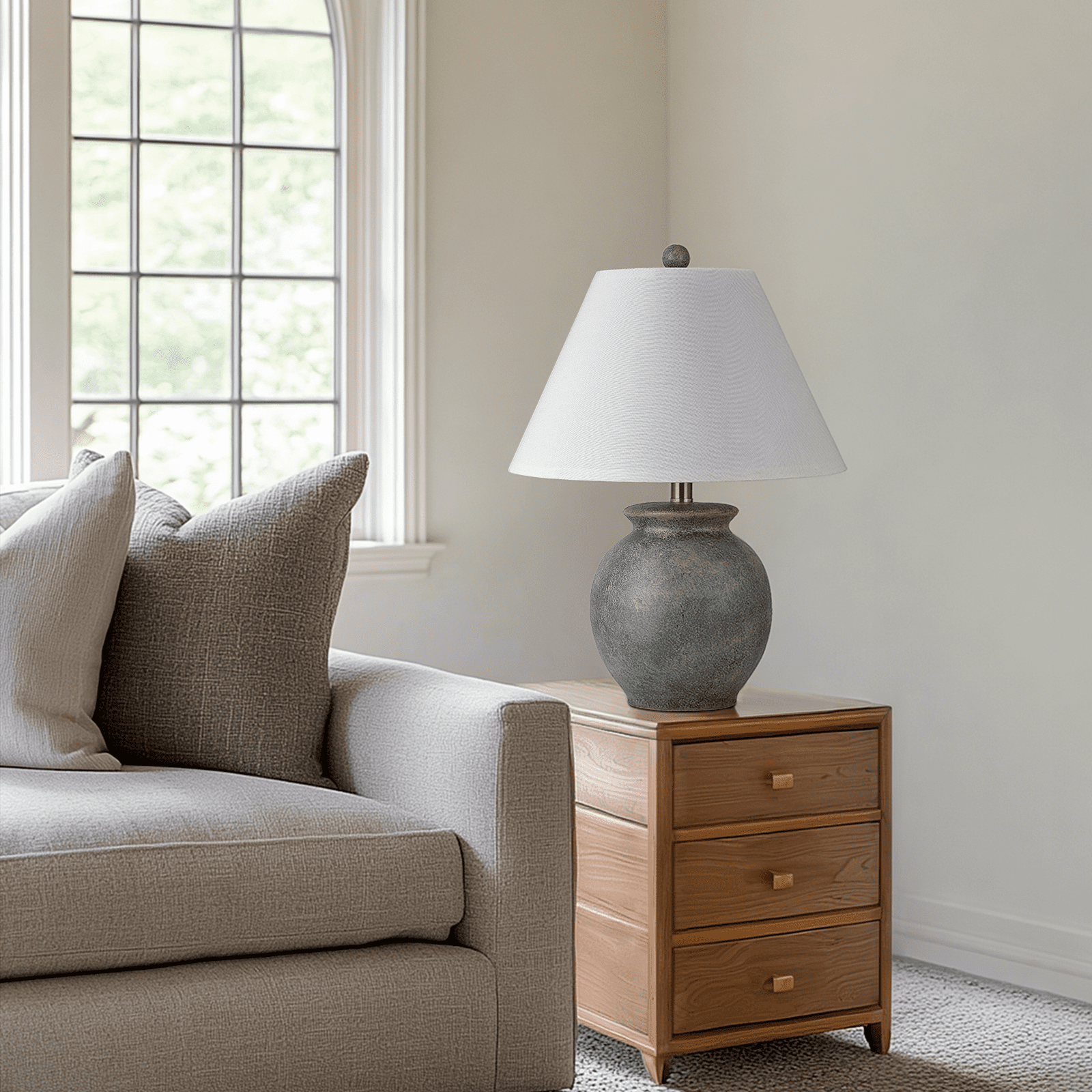 21'' Rustic Ceramic Table Lamps For Small Spaces, E26 Socket, High ...