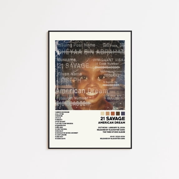 21 Savage American Dream Album Cover Wall Art Home Decor, Stretched ...