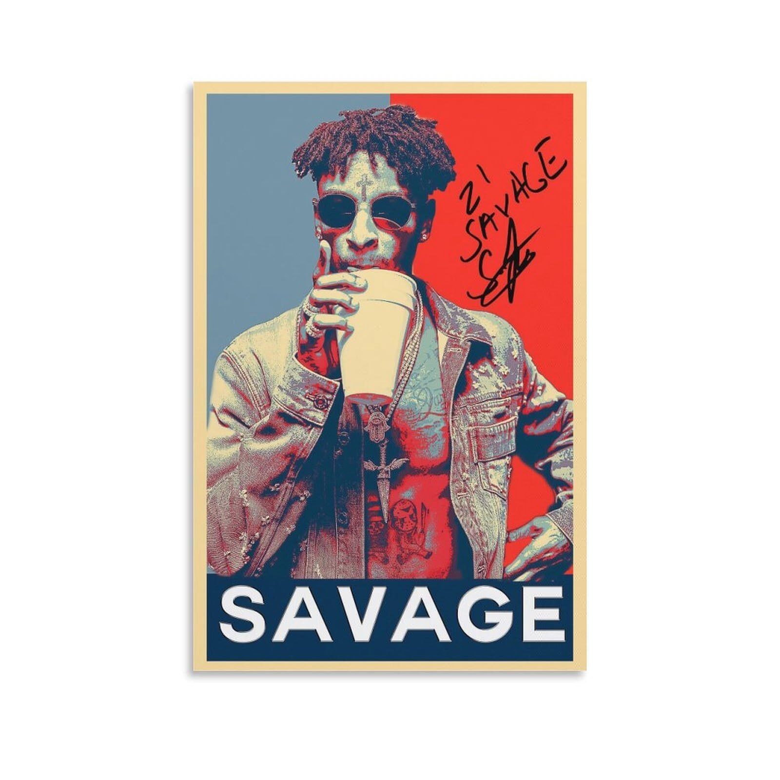 21 Savage Poster Rapper Hip-hop Comic Poster Prints Canvas Wall Art for ...