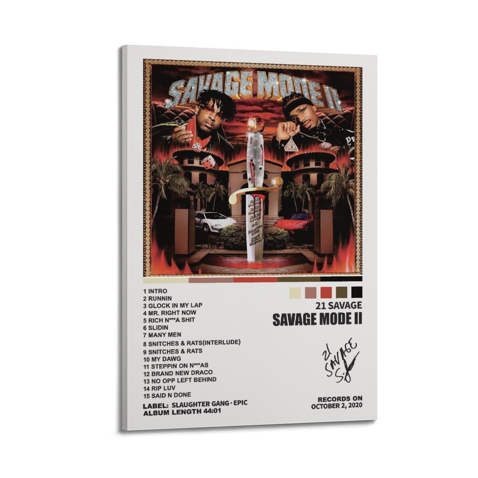 21 Savage Poster Savage Mode II Album Cover Posters Anime Star Music ...