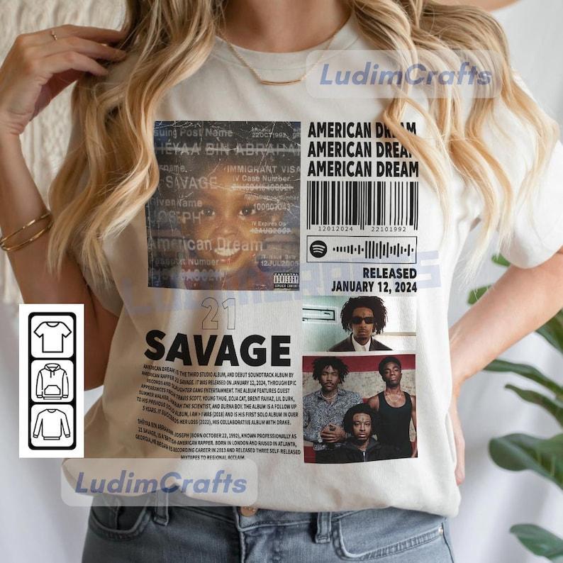 21 Savage Vintage Merch . American Dream Album Rap 90s . Rapper Hip Hop ...