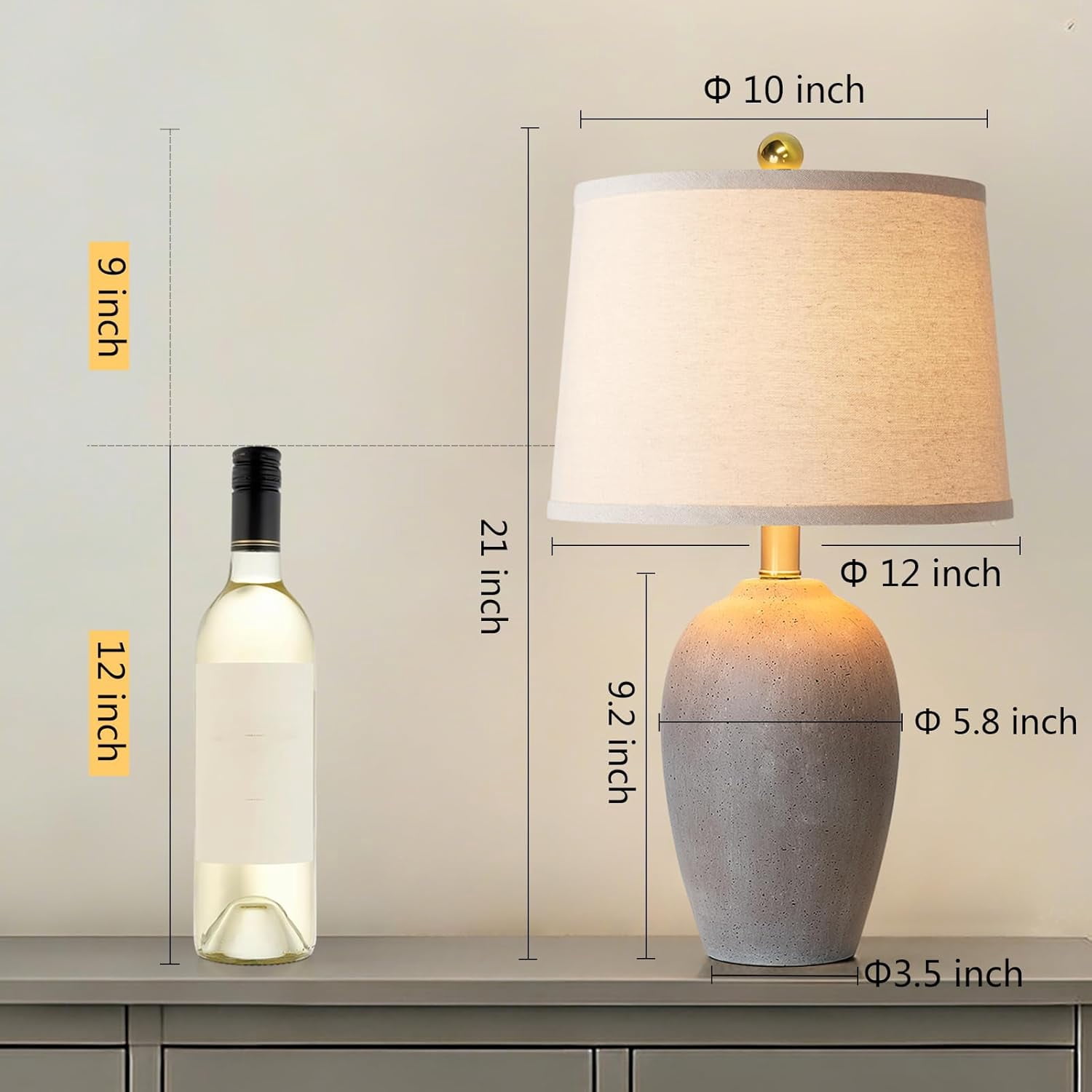 21'' Set of 2 Farmhouse Ceramic Table Lamps for Living Room Bedroom ...