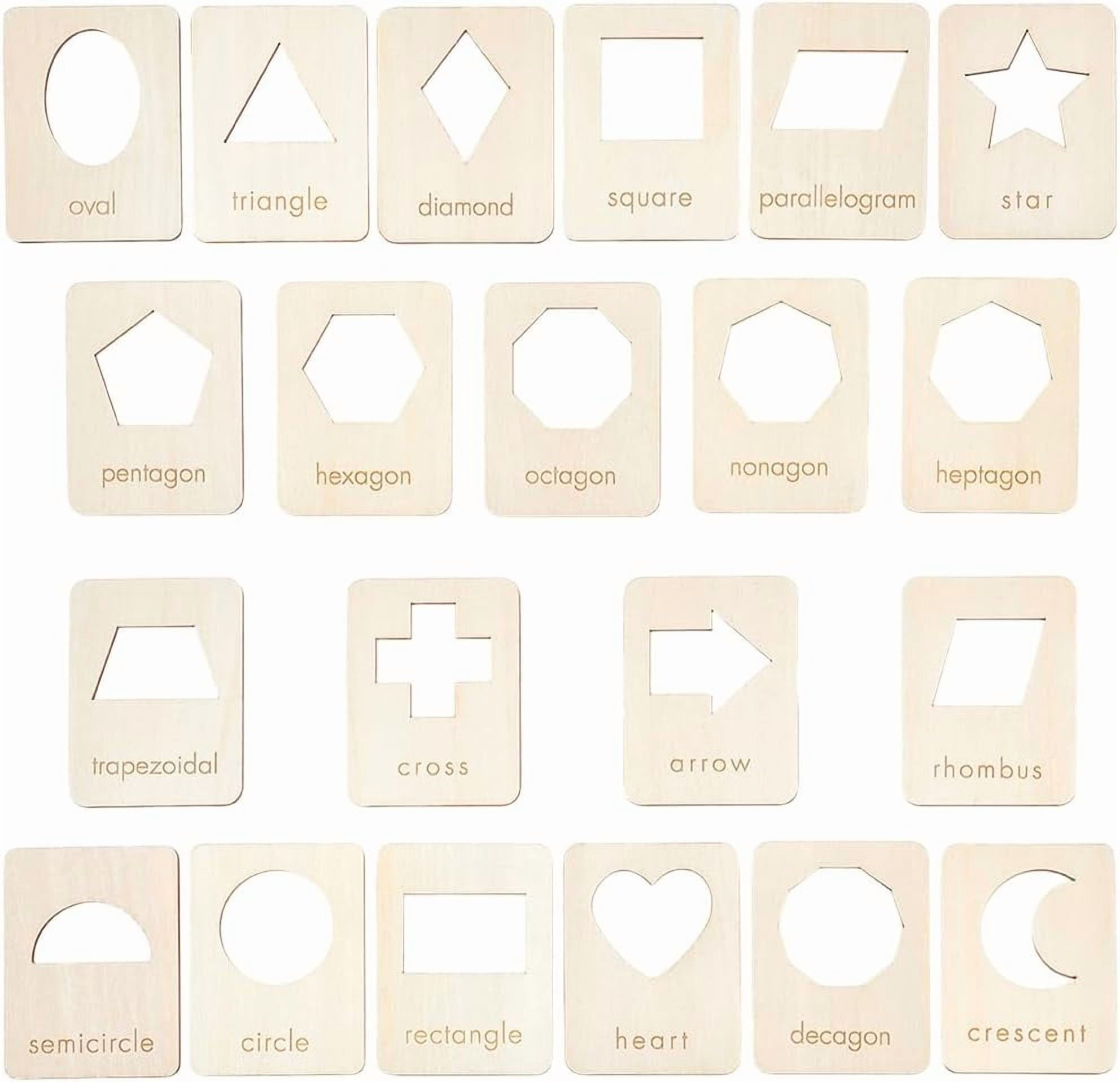 21 Shapes Wood Geometry Stencils 3.5x2.7 Inch Reusable Drawing Stencil ...