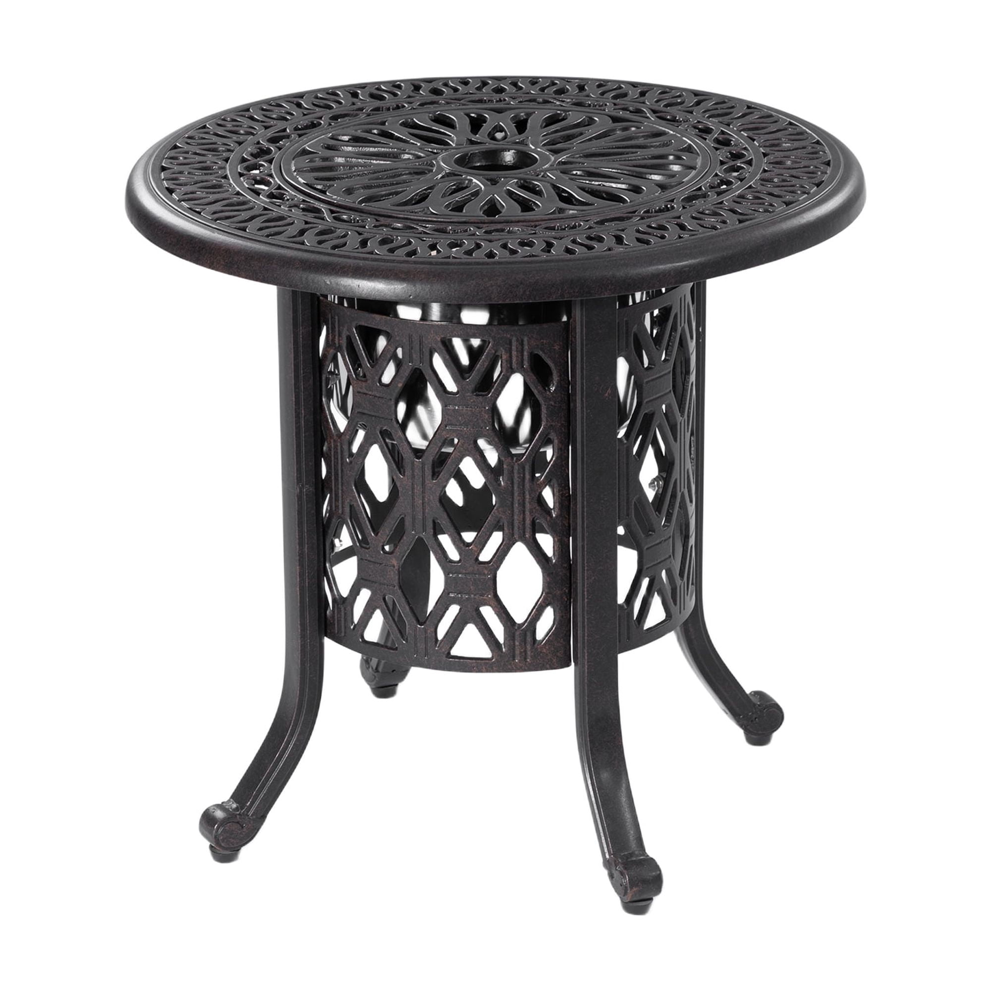 21" Side Table with Removable Ice Bucket- Rustproof Cast Aluminum Frame ...