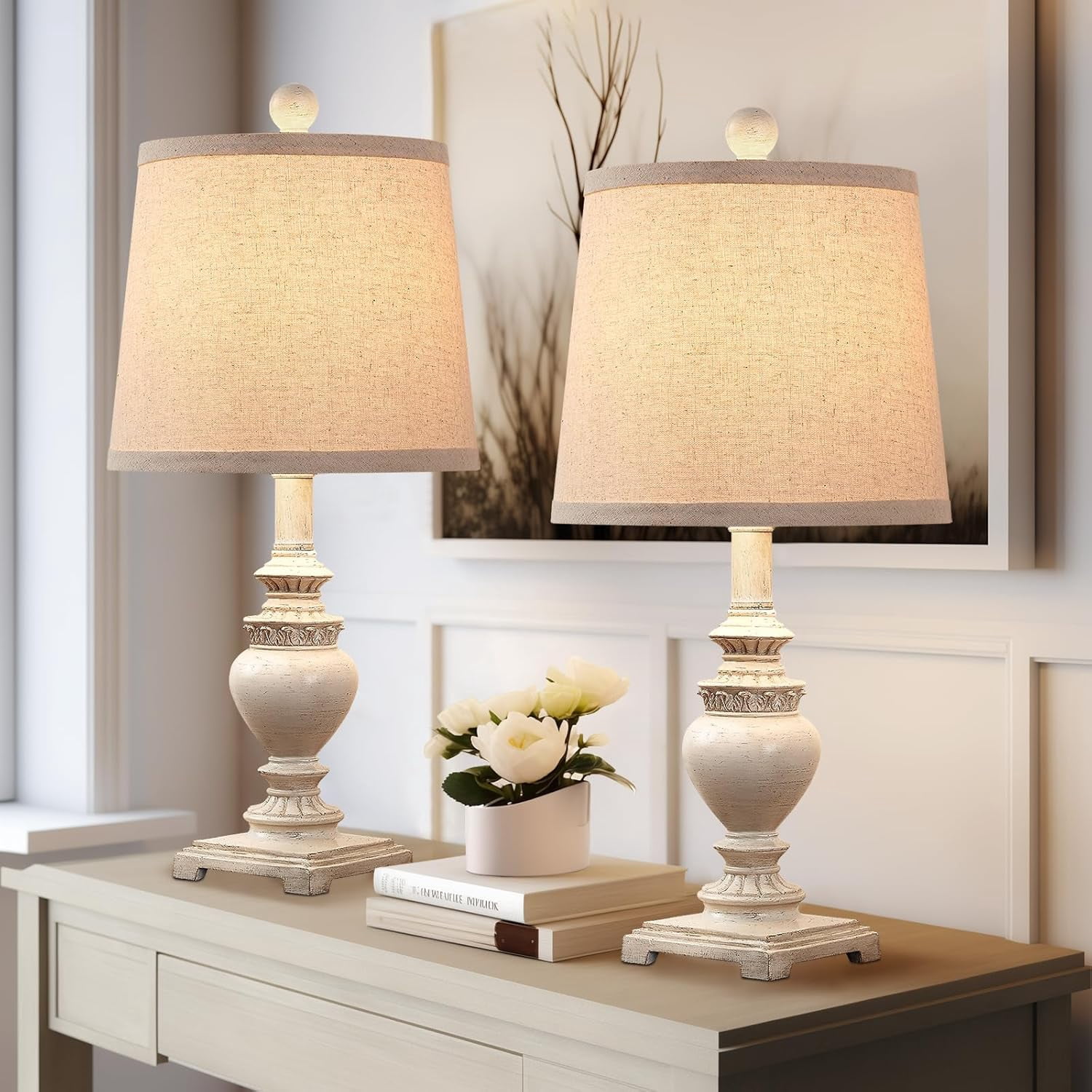 21'' Small Rustic Farmhouse Table Lamps for Bedrooms Set of 2 ...