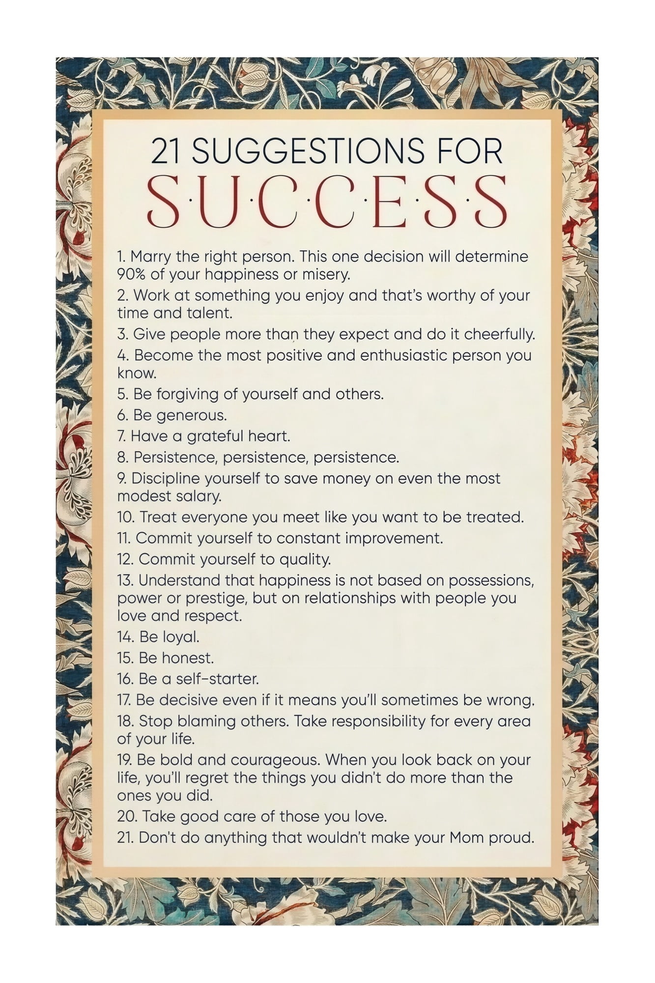 21 Success Suggestions Positive Affirmation Canvas Print Inspirational ...