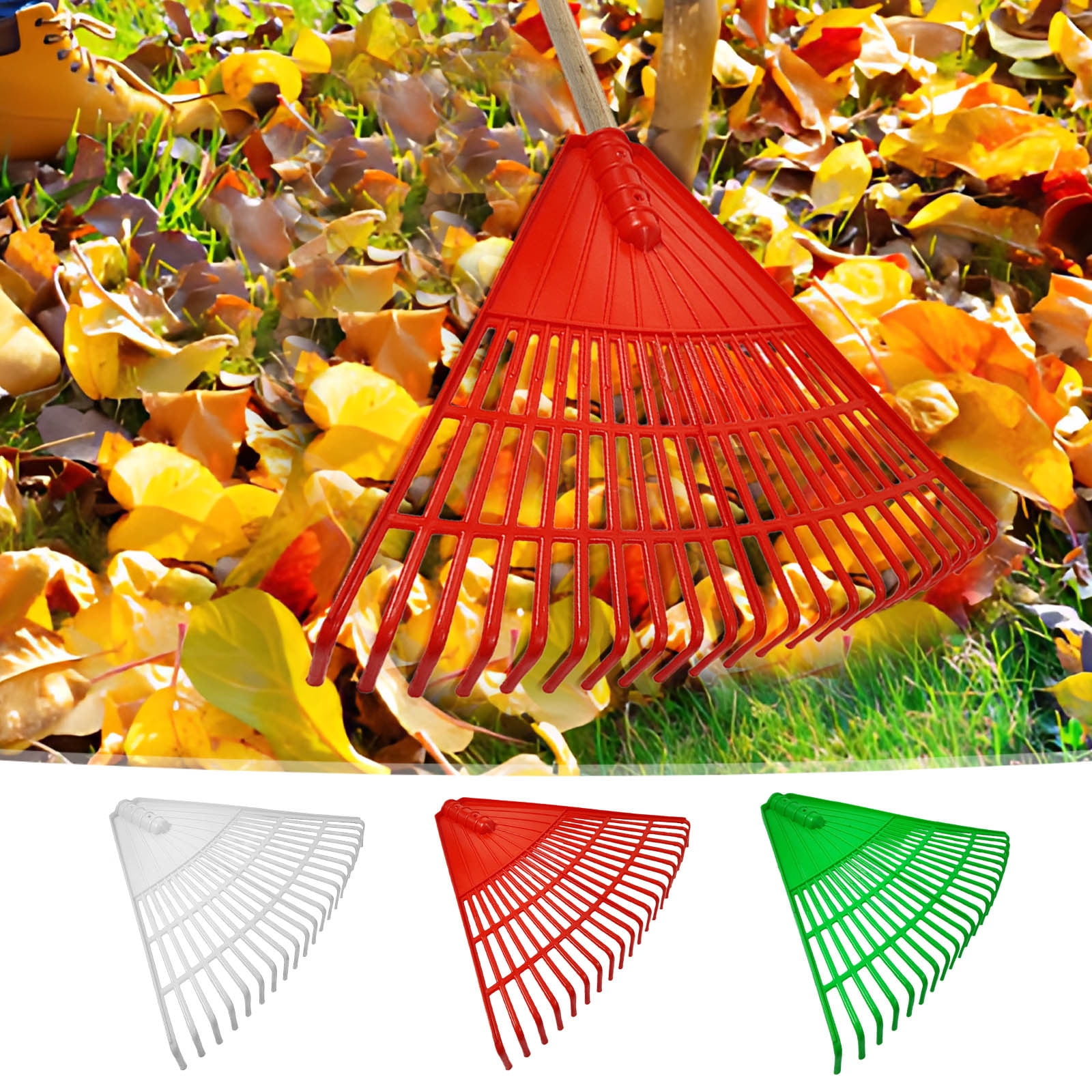 21-Tooth Heavy Duty Plastic Garden Rake for Leaves, Grass, and Straw ...